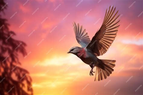 Premium Ai Image Freeze The Elegance Of A Bird Midflight Wings Spread