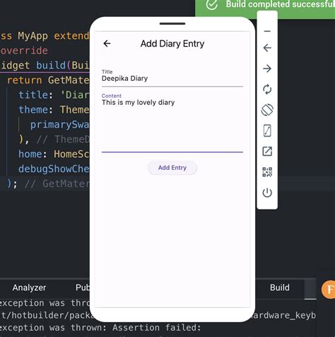 how to make diary app using flutter stepwise using getx