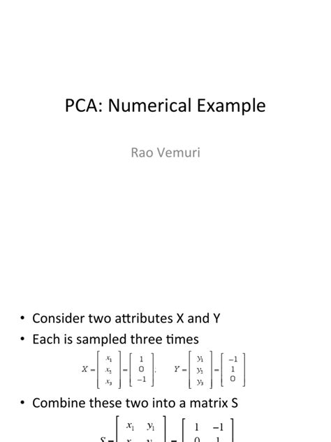 Pca Numerical Example Rao Vemuri Pdf Eigenvalues And Eigenvectors
