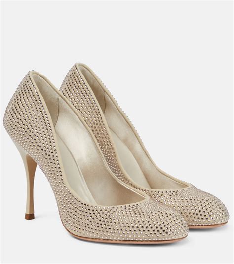 Marylin Crystal Embellished Pumps In Beige Max Mara Mytheresa