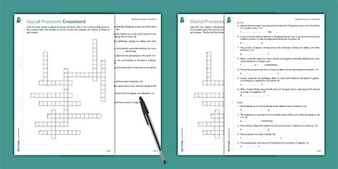 Glacial Landscapes Glacial Processes Crossword Twinkl