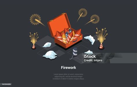 디발리 또는 크리스마스 휴일 축하 축제 폭죽 골판지 상자에 휴일 파티 로켓 페타드 불꽃놀이 축하 폭발 폭발성 폭죽 아이소메트릭 3d 벡터 일러스트 레이 션 3차원 형태에