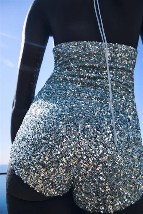 Zara Sequin Halter Jumpsuit International Shipping
