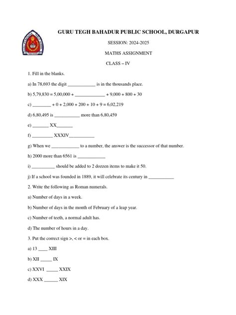 4 Math Assignment Pdf