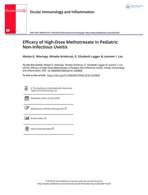 Pdf Efficacy Of High Dose Methotrexate In Pediatric Non Infectious