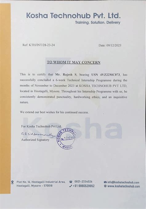 Excited To Announce The Successful Completion Of A Dynamic 6 Week Internship At Kosha Technohub