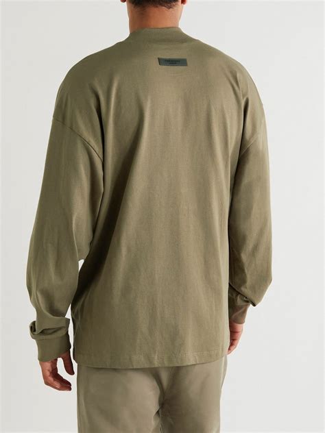 Fear Of God Essentials Logo Flocked Cotton Jersey T Shirt Brown