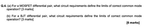 solved q 4 a for a mosfet differential pair what circuit