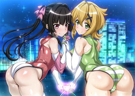 Amanatsu Mikan Akatsuki Kirika Tsukuyomi Shirabe Senki Zesshou Symphogear 2girls Ass Black