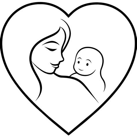 Hermoso Rostro De Madre E Hijo Dibujo De Ilustración Vectorial En