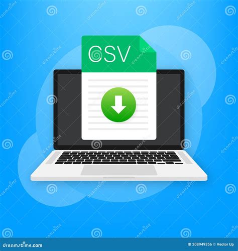 CSV File Icon With Laptop Spreadsheet Document Type Modern Flat Design Graphic Illustration