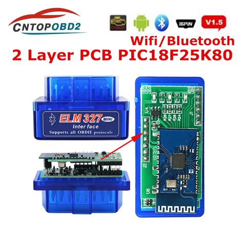 Double Board Elm327 V1 5 Pic18F25K80 OBD2 Bluetooth Elm 327 V1 5 OBD2