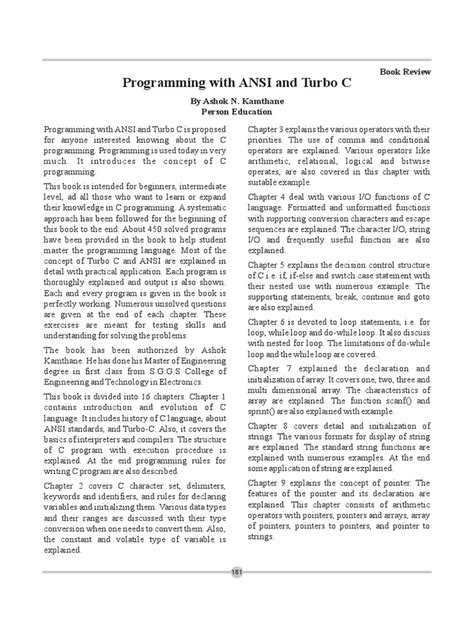 Programming With Ansi And Turbo C 545150379 Pdf C Programming