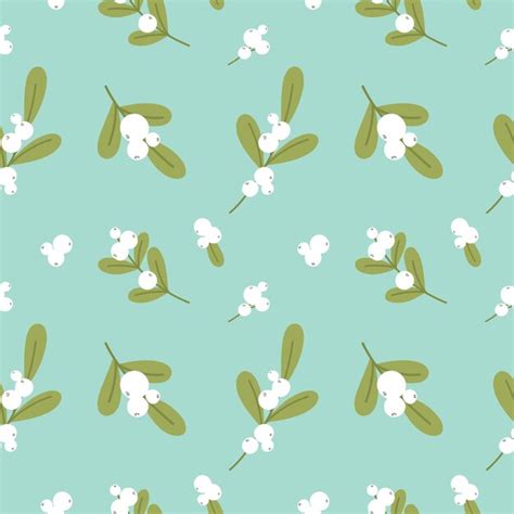 Premium Vector Seamless Botanical Pattern With Mistletoe Leaves And