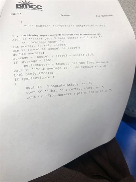 Solved CSC 111 Review Prof Vatania 1 Fill The Blank When Chegg