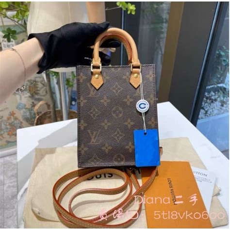 二手精品 Lv 路易威登 Petit Sac Plat 琴譜包 手提包 單肩包 斜挎包 迷你 棕色 M69442 蝦皮購物