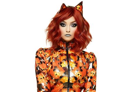 Premium Ai Image Closeup Portrait Of A Redhaired Girl In A Halloween