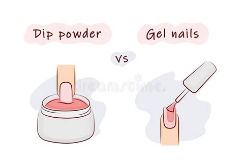 Dip Powder Vs Gel Nails The Difference Vector Illustration Stock