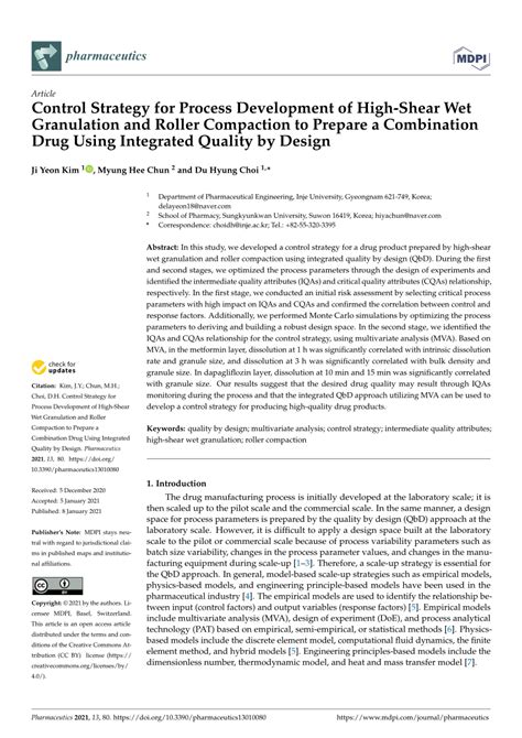 Pdf Control Strategy For Process Development Of High Shear Wet