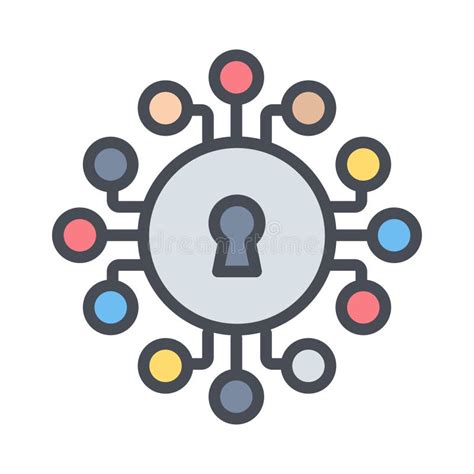 Cyber Security Icon With Network Nodes Symbolizing Cyber Security Concept Stock Vector