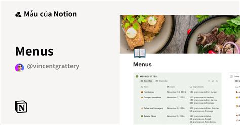 Menus Mẫu Do Vincent Grattery Tạo Thị Trường Notion