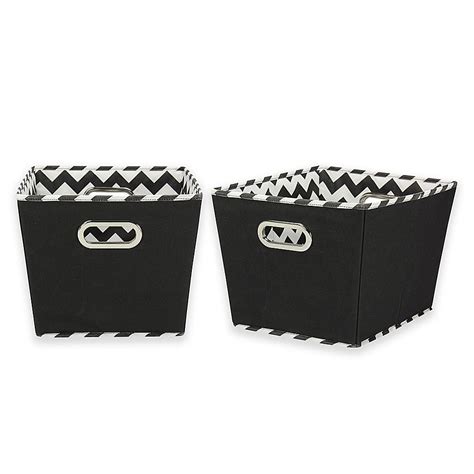 Household Essentials Tapered Chevron Medium Storage Bins In Black Set