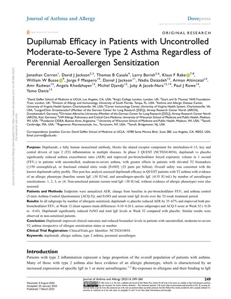 Pdf Dupilumab Efficacy In Patients With Uncontrolled Moderate To