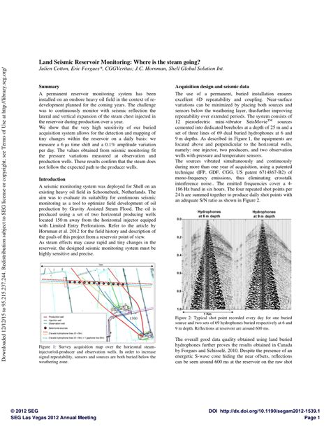 Pdf Land Seismic Reservoir Monitoring Where Is The Steam Going