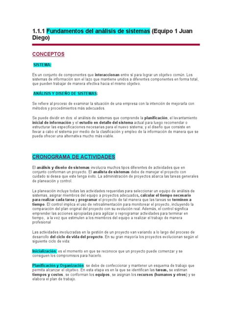 Fundamentos De Analisis De Sistema Pdf Cuestionario Planificación