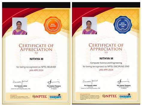 dr m nithya on linkedin happy to share i have received nptel