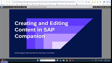 sap video creating and editing content in sap companion may 2024