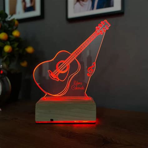 Kişiye Özel Gitar Tasarımlı Led Lamba Bundesign İlginç Hediyeler