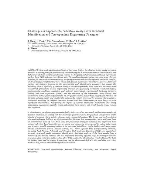 Pdf Challenges In Experimental Vibration Analysis For Structuralpdf