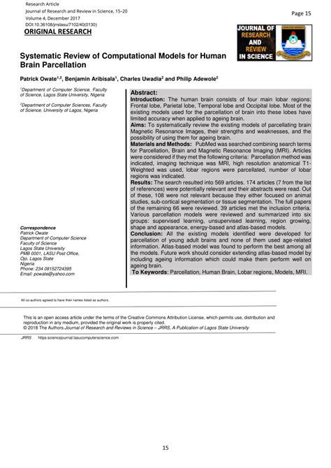 Pdf Systematic Review Of Computational Models For Human Brain