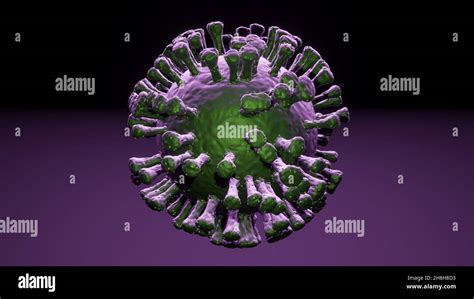 Illustration Of Covid Coronavirus Cell Visualization Of Sars Cov Model Background With