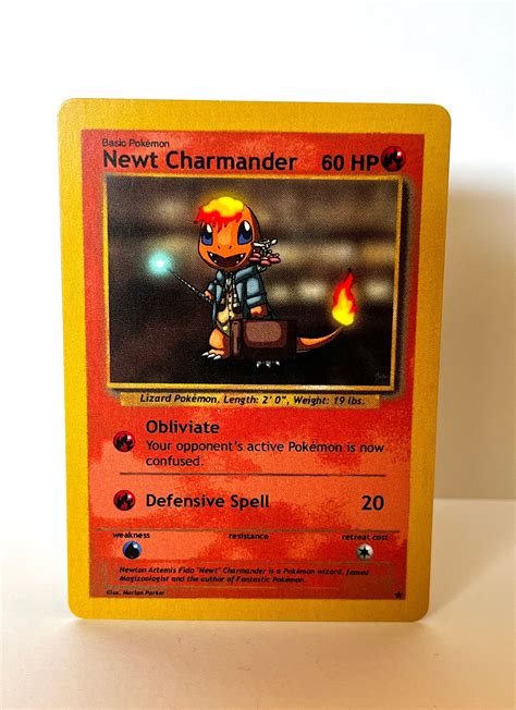 Custom Pokemon Card Newt Charmander Newt Scamander Charmander Etsy