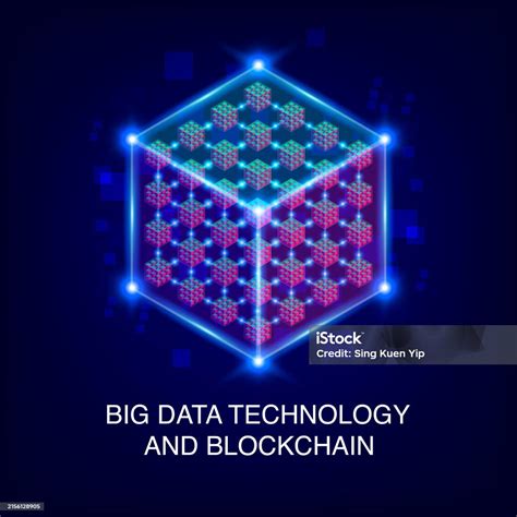 Blockchain And Big Data Storage Digital Technology Concept Perspective Modern Data Cube Edge