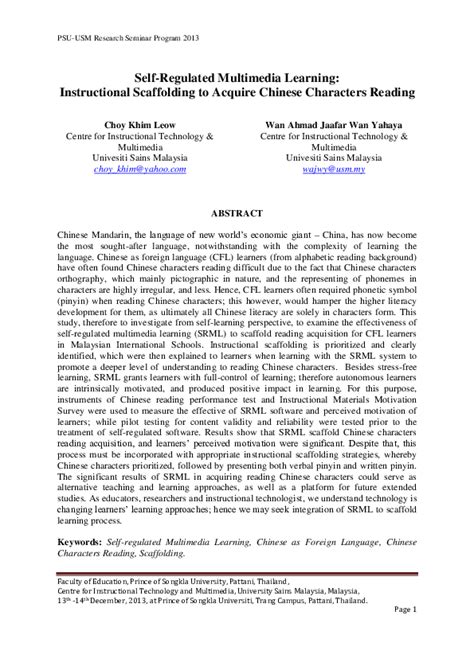 Pdf Self Regulated Multimedia Learning Instructional Scaffolding To