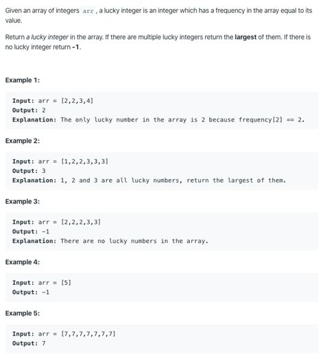 Leetcode 1394 Find Lucky Integer In An Array