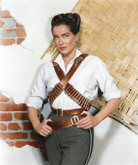 Julie Adams On The Set Of Wings Of The Hawk 1953 Playing The Character Raquel Noriega R