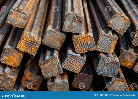A Pile Of Rusted Steel Bars Stock Image Image Of Steel Tool 313482527