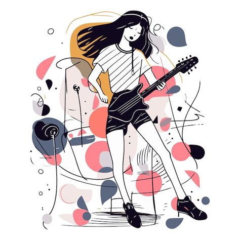 Premium Vector Vector Illustration Of A Girl Playing The Electric
