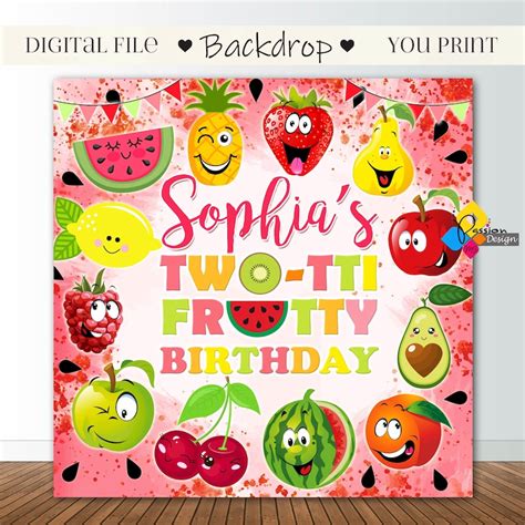 Printable Two Tti Frutti Backdrop Custom Tutti Frutti Etsy