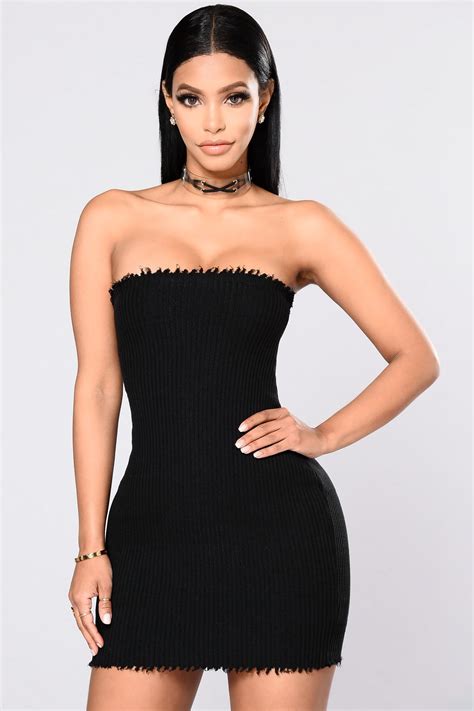 Evocative Knit Tube Dress Black Fashion Nova