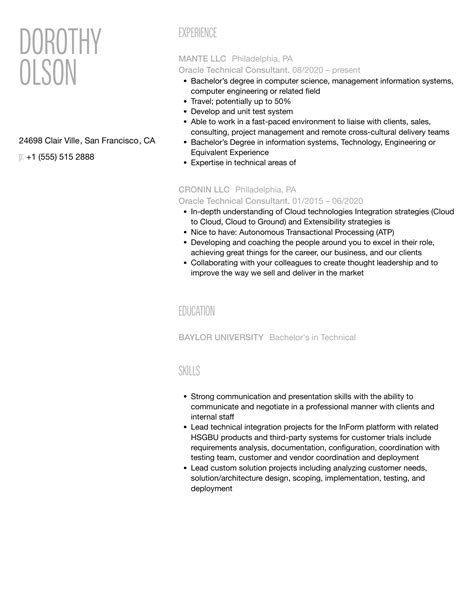 Oracle Technical Consultant Resume Samples Velvet Jobs