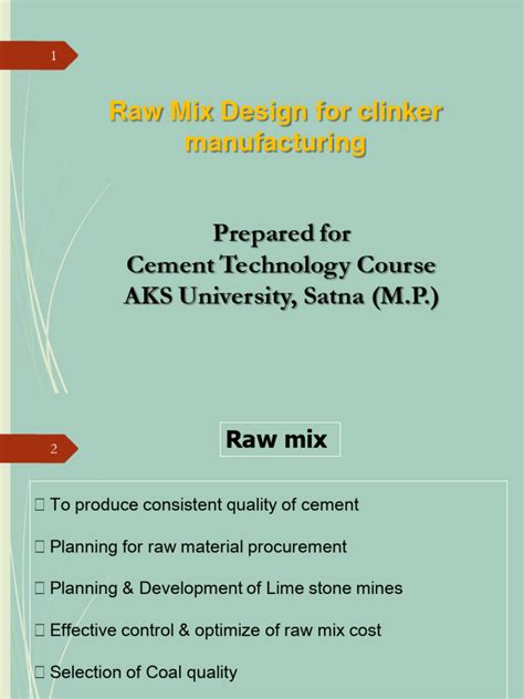 Raw Mix Design For Clinker Manufacturing Download Free Pdf Cement