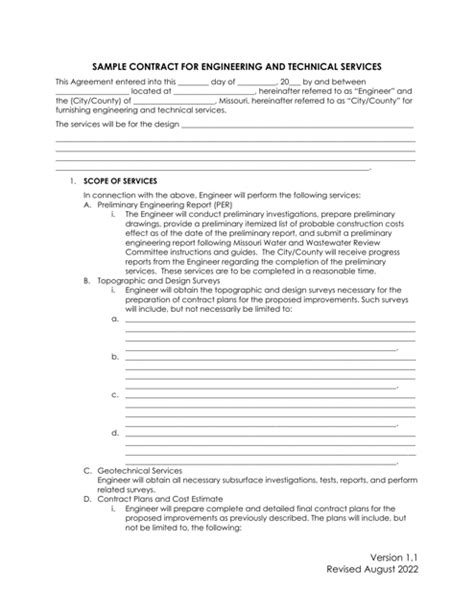 Missouri Sample Contract For Engineering And Technical Services Fill