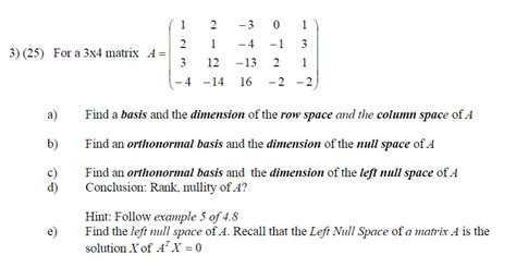 Solved 25 For A 3x4 Matrix