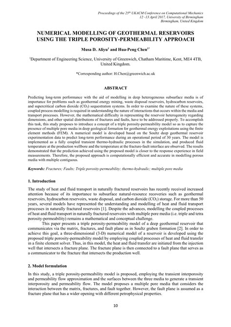 Pdf Numerical Modelling Of Geothermal Reservoirs Using The Triple