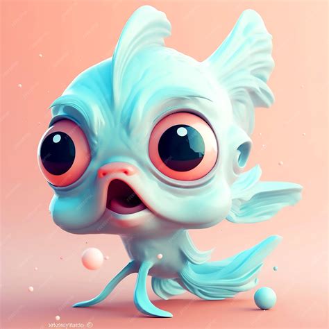 Premium Ai Image Cute Cartoon Guppy With Big Eyes In Disney Style